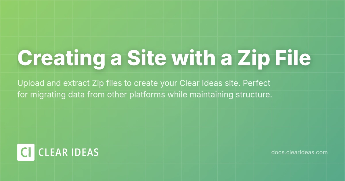 Creating a Site with a Zip File | Clear Ideas Documentation